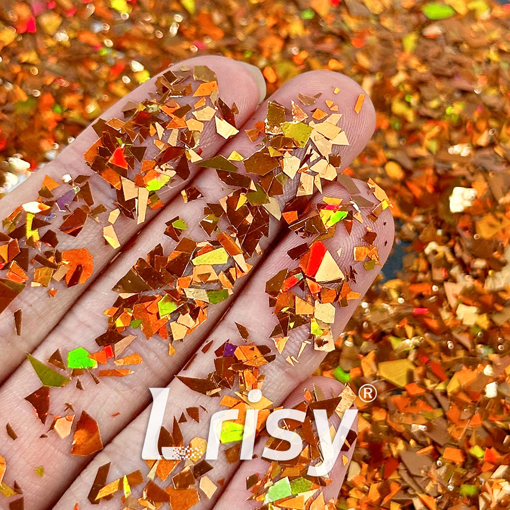 Holographic Red Bronze Cellophane Glitter Flakes Holo Shards LB0401 4x