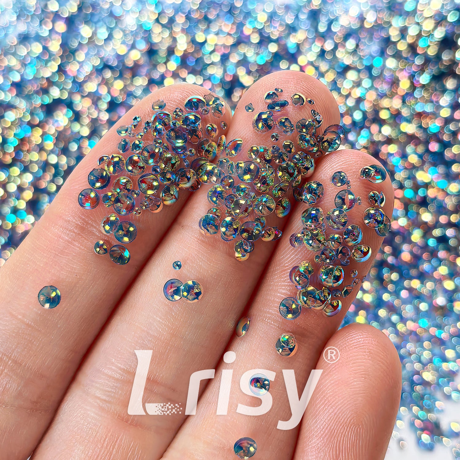 Mixed Iridescent Light Blue 3D Fisheye Bubble Glitter PG09