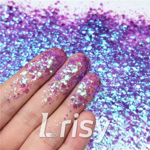 General Mixed Iridescent Translucent Purple Glitter C006